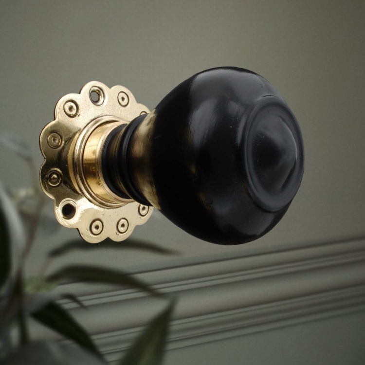 Solid Ebonised Tulip Door Knobs
